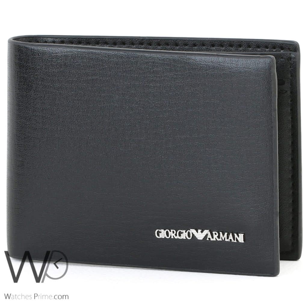 Giorgio Armani Wallet Leather For Men Black | Watches Prime