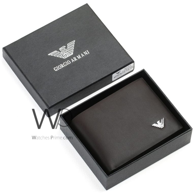 Giorgio Armani Wallet Leather For Men Brown | Watches Prime