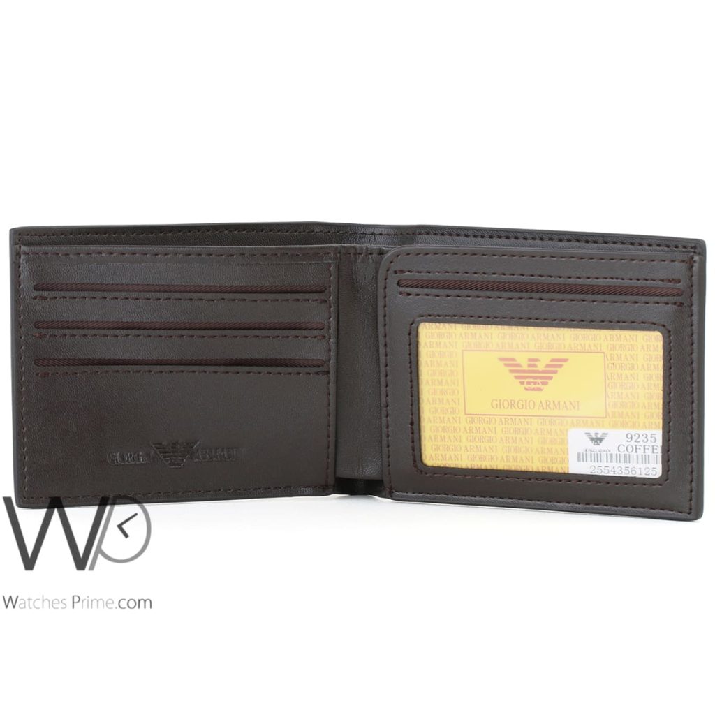 Giorgio Armani Wallet Leather For Men Brown | Watches Prime