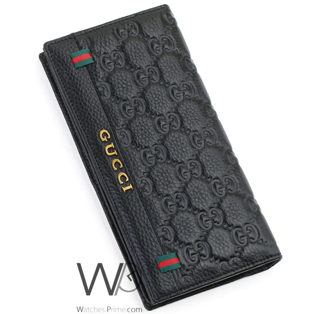 Gucci GG Long Wallet For Men Black Leather | Watches Prime