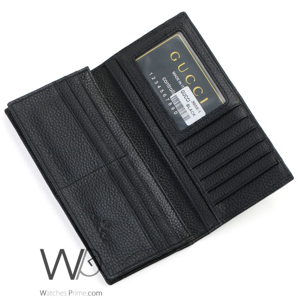 Gucci GG Long Wallet For Men Black Leather | Watches Prime