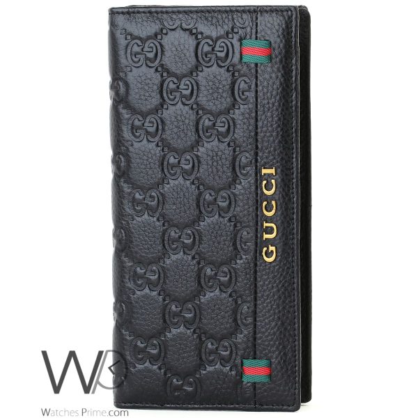 Gucci GG Long Wallet For Men Black Leather | Watches Prime
