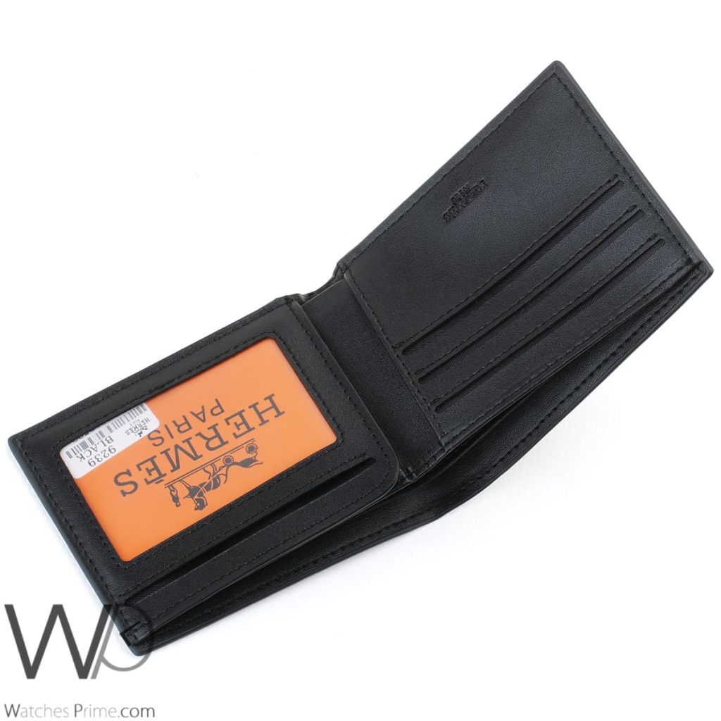 Hermes Paris Wallet Leather Black For Men | Watches Prime