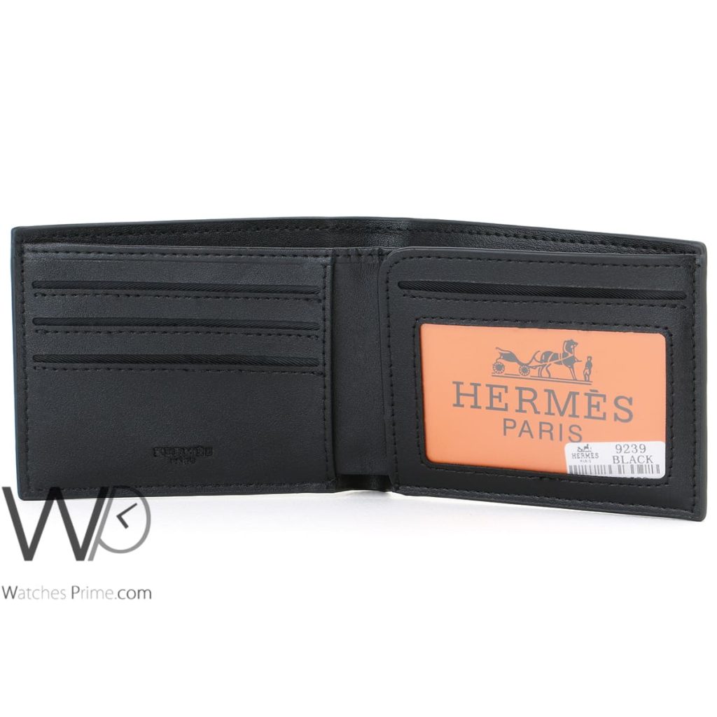Hermes Paris Wallet Leather Black For Men | Watches Prime