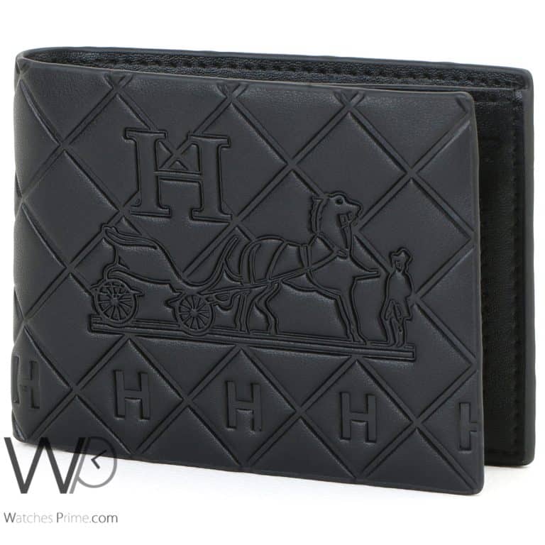 Hermes Paris Wallet Leather For Men Black | Watches Prime