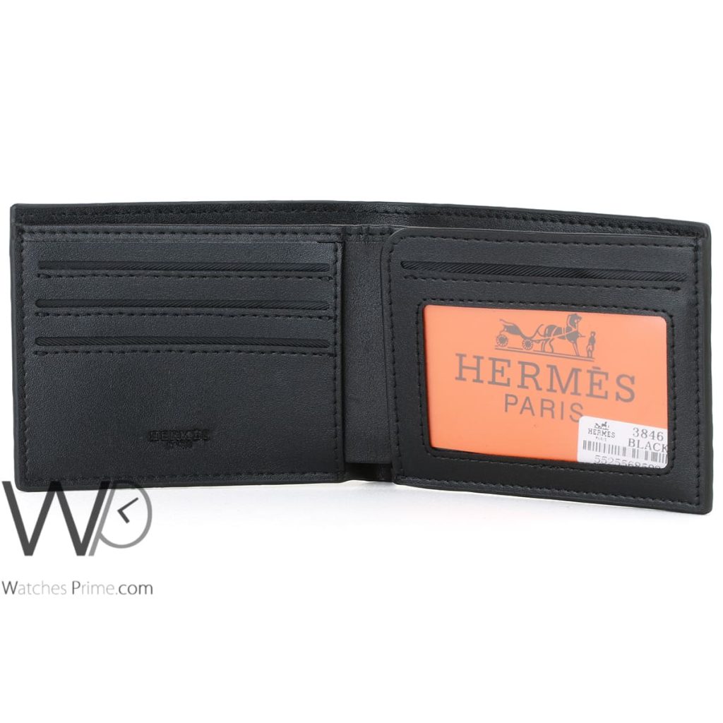 Hermes Paris Wallet Leather For Men Black | Watches Prime