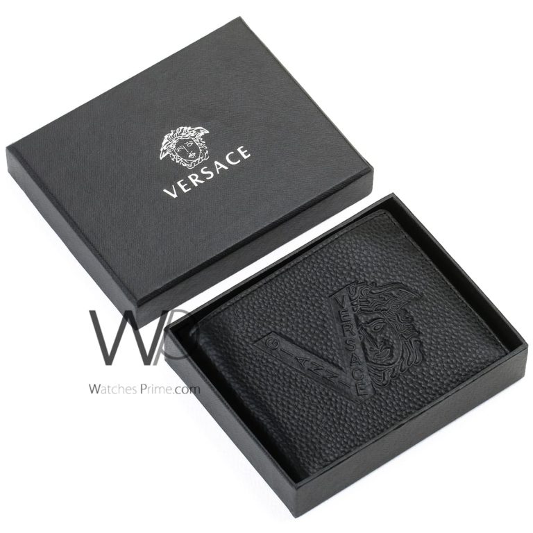 Versace Italy Wallet Black Leather For Men | Watches Prime