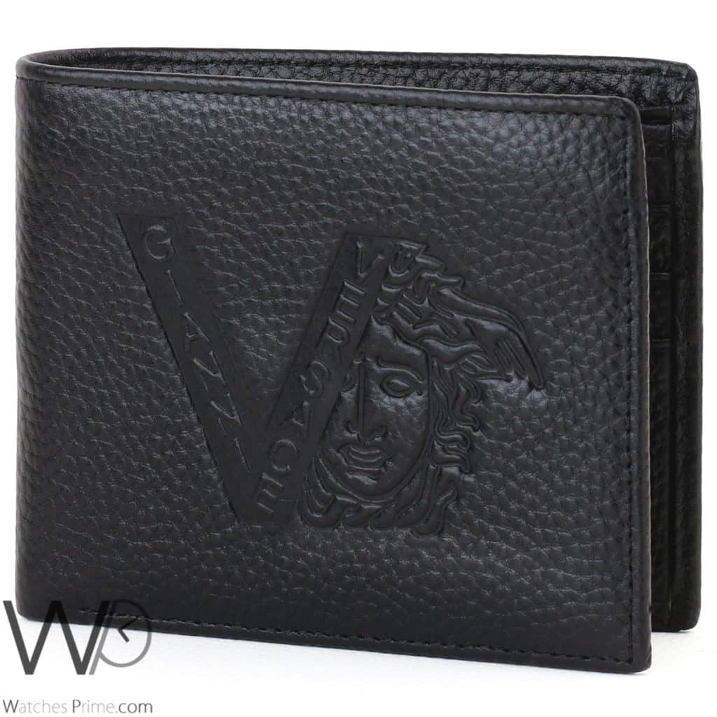 Versace Italy Wallet Black Leather For Men | Watches Prime