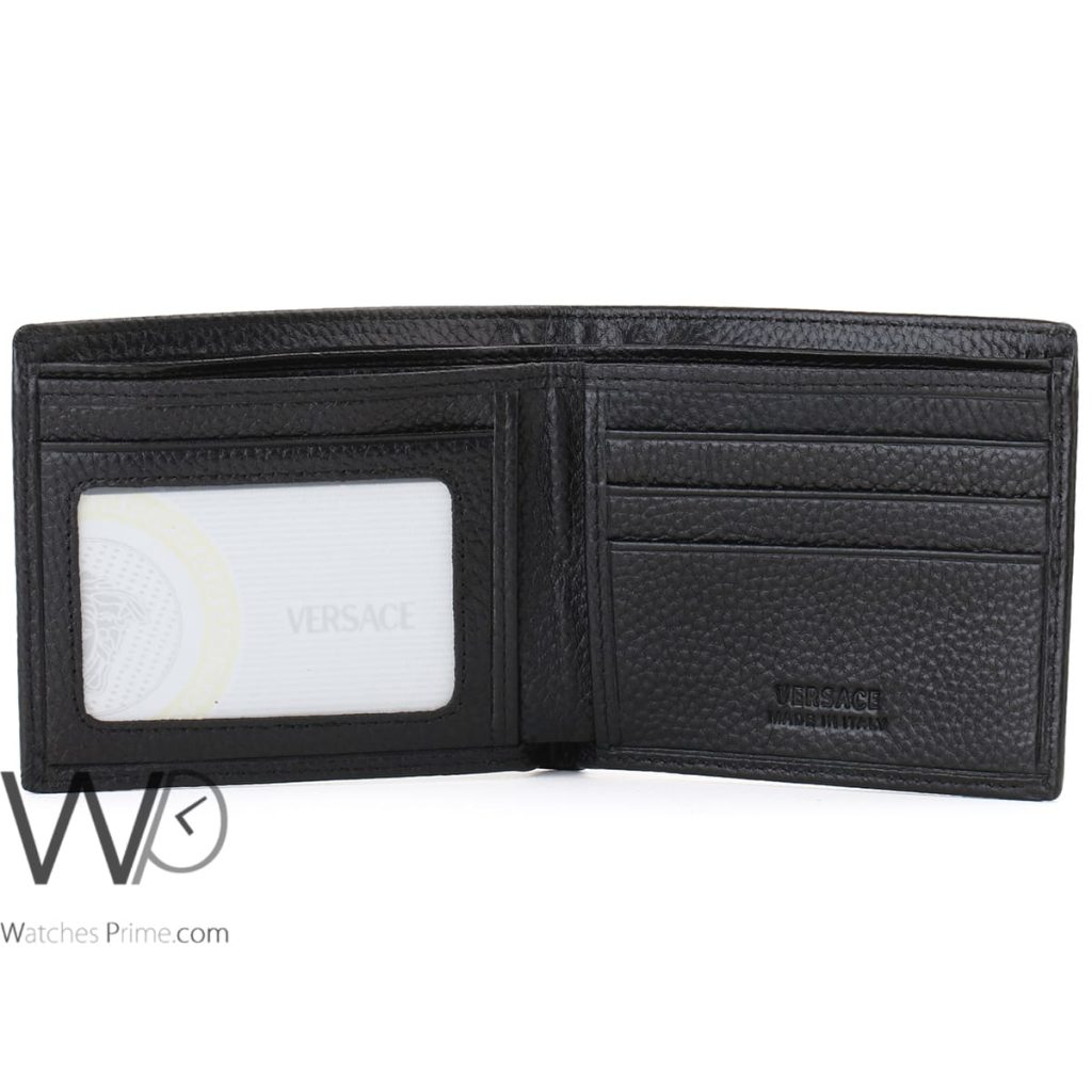 Versace Italy Wallet Black Leather For Men | Watches Prime