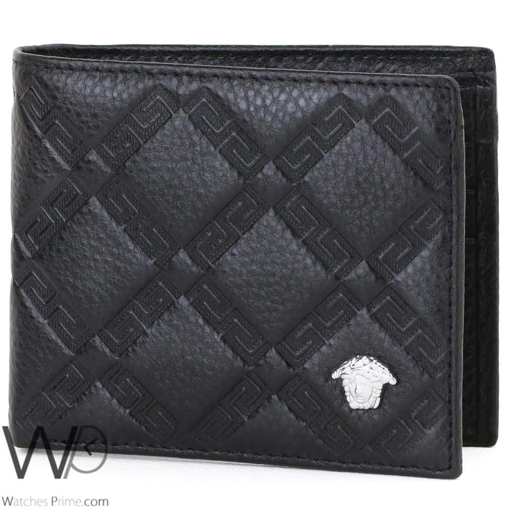 Versace Wallet For Men Leather Black | Watches Prime