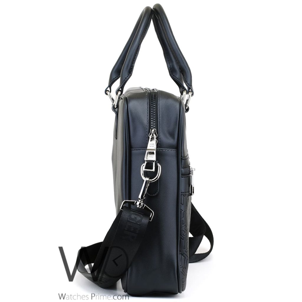 Black Tommy Hilfiger Laptop Bag Leather Men | Watches Prime