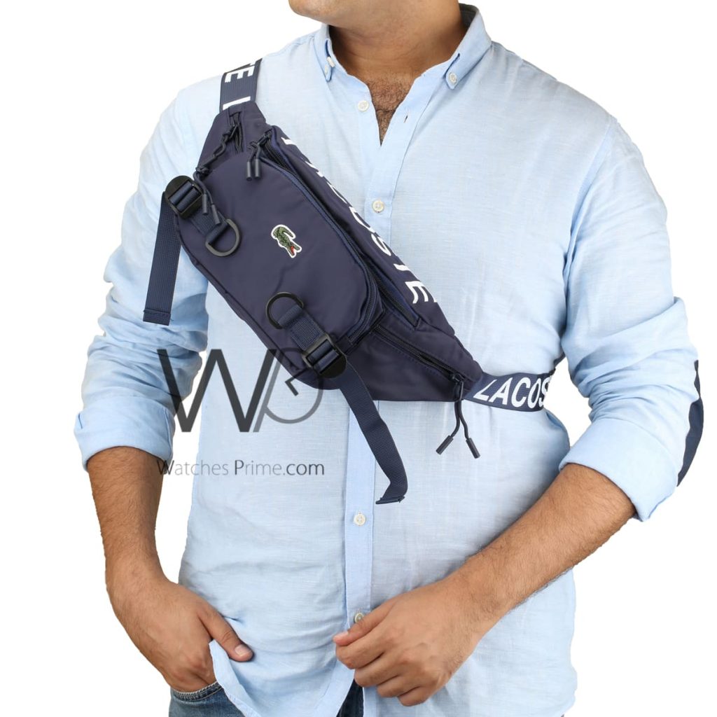 Navy Blue Lacoste Waterproof Waist Bag Men | Watches Prime