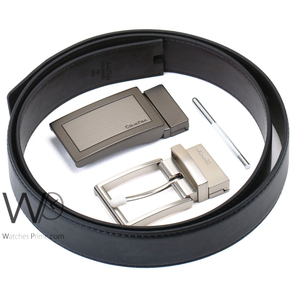 Calvin Klein CKBelt 2 Buckles Black For Men | Watches Prime