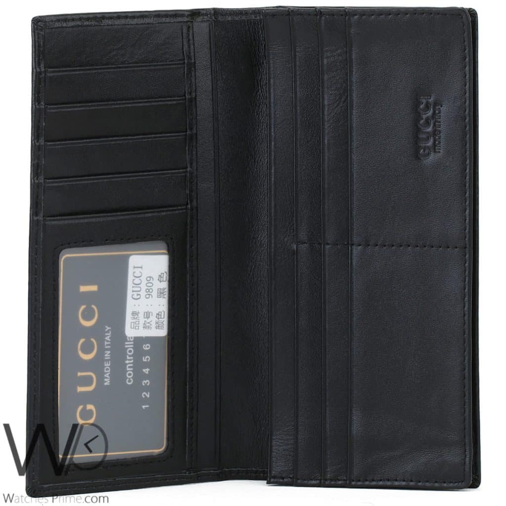Gucci GG Long Wallet Black Leather For Men | Watches Prime