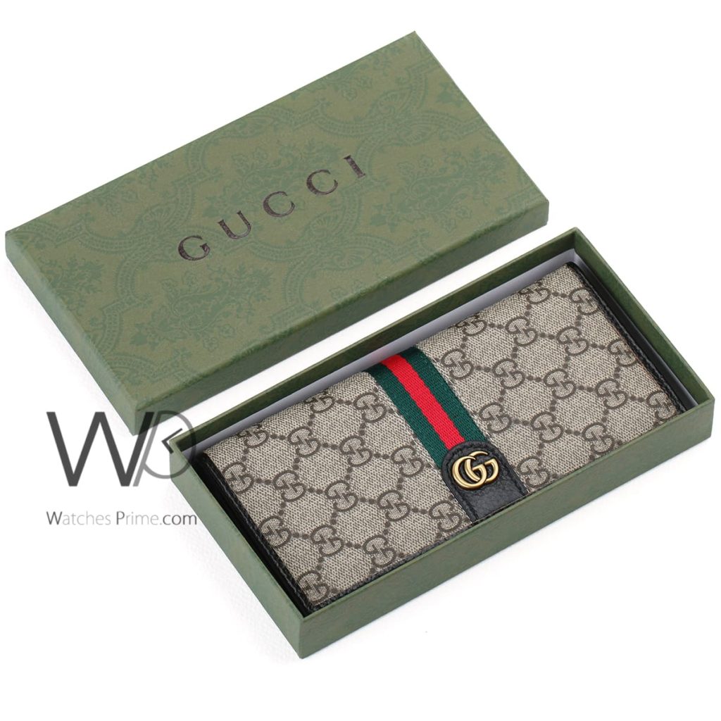 Gucci GG Long Wallet Gray Leather For Men | Watches Prime