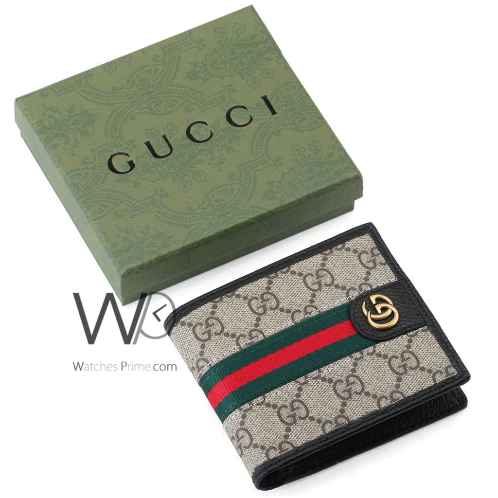 Gucci GG Patterned Wallet Gray Leather Men | Watches Prime