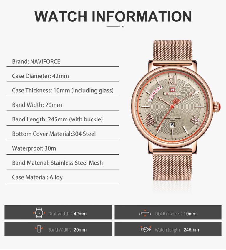 Naviforce Men's Watch NF3006 RG GY | Watches Prime