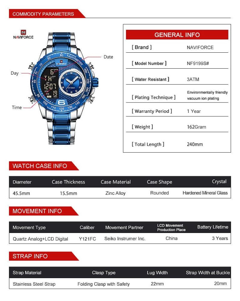 Naviforce Men's Watch NF9199S S BE | Watches Prime