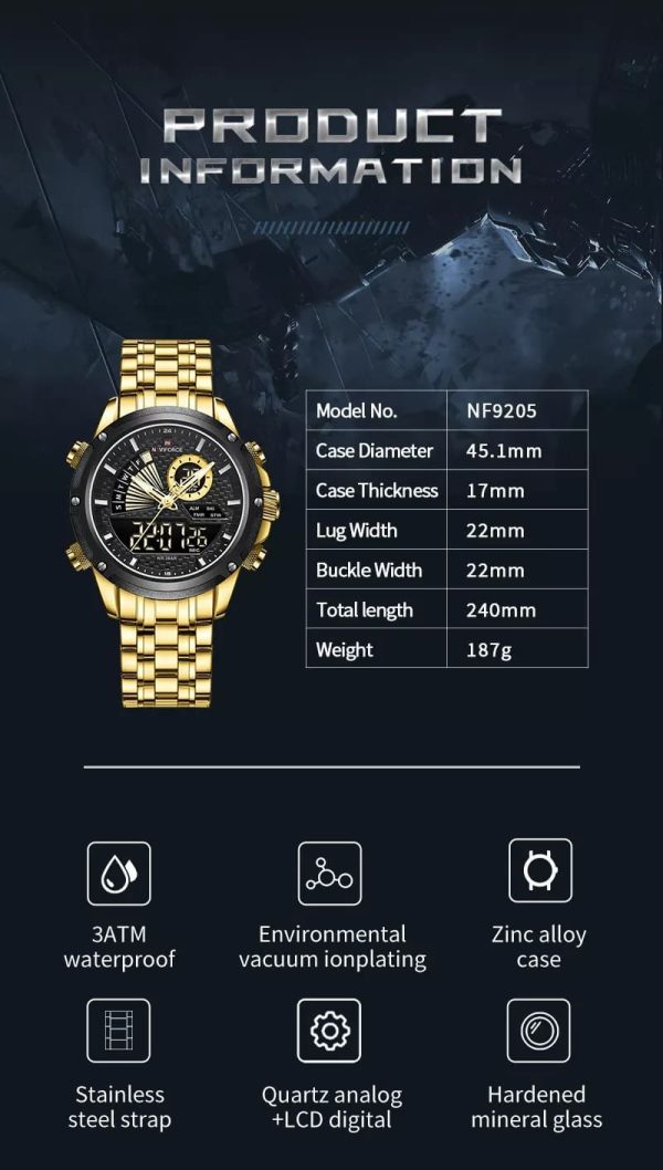 Naviforce Men's Watch NF9205 G B | Watches Prime