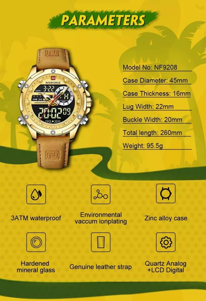 Naviforce Men's Watch NF9208 G G L BN | Watches Prime