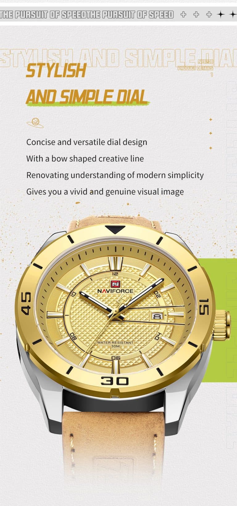 ساعة يد نافي فورس رجالية NF9209 S G L BN | واتشز برايم