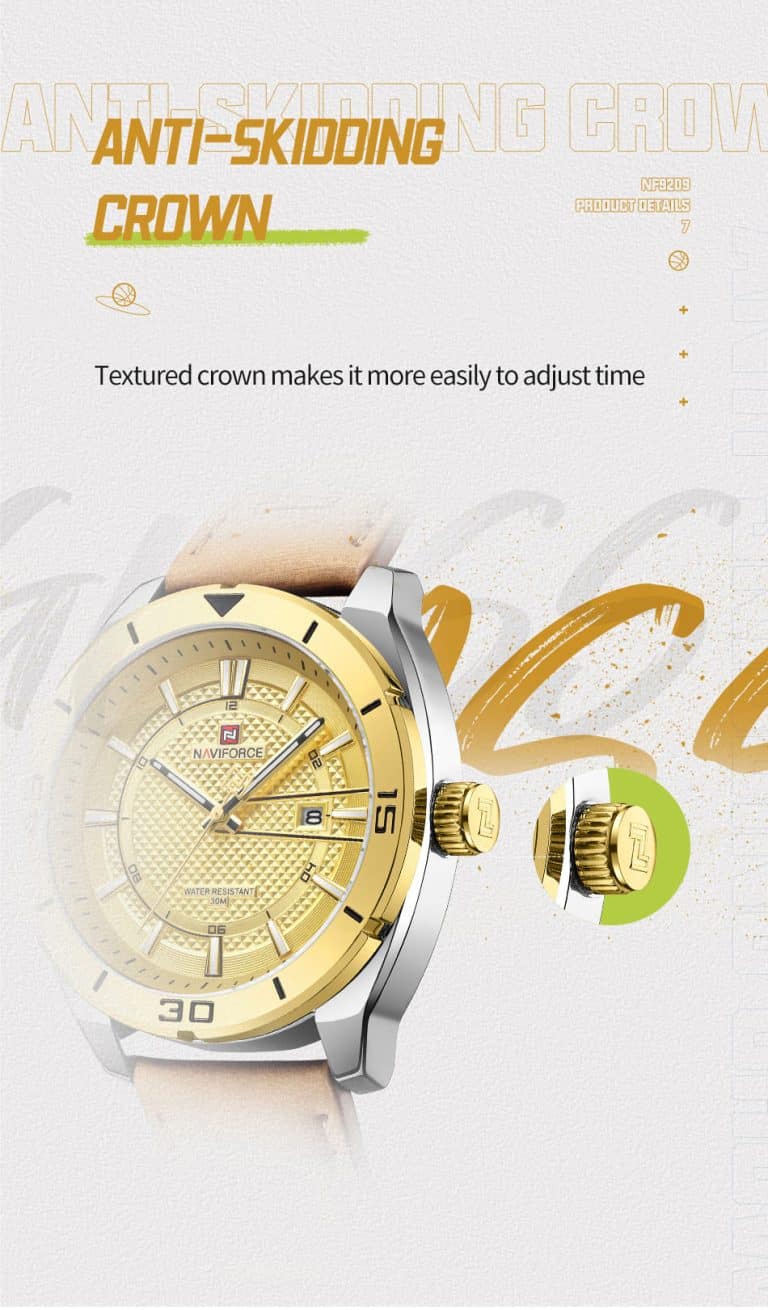 ساعة يد نافي فورس رجالية NF9209 S G L BN | واتشز برايم