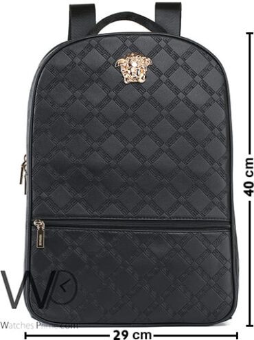Versace Backpack Black Leather Laptop Bag | Watches Prime