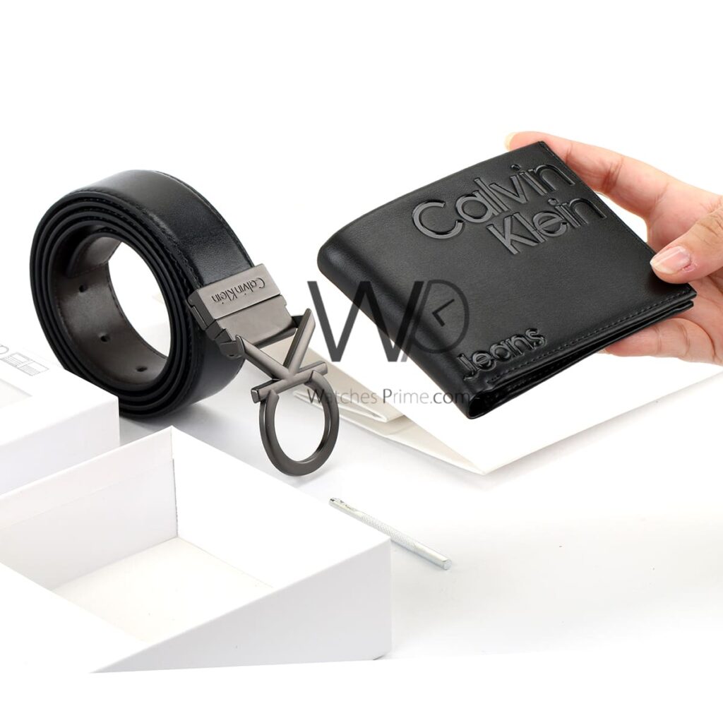 Calvin Klein Wallet Belt Set Men Black CK | Watches Prime