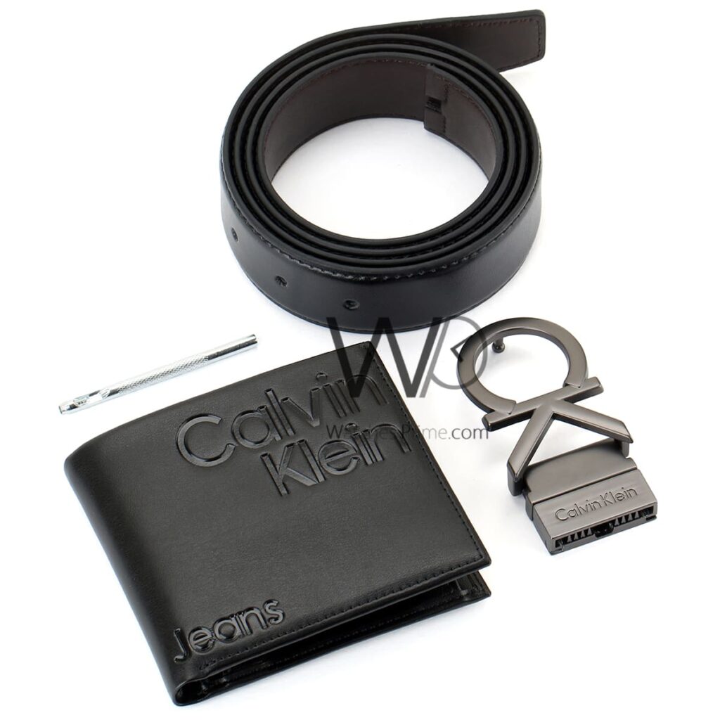Calvin Klein Wallet Belt Set Men Black CK | Watches Prime