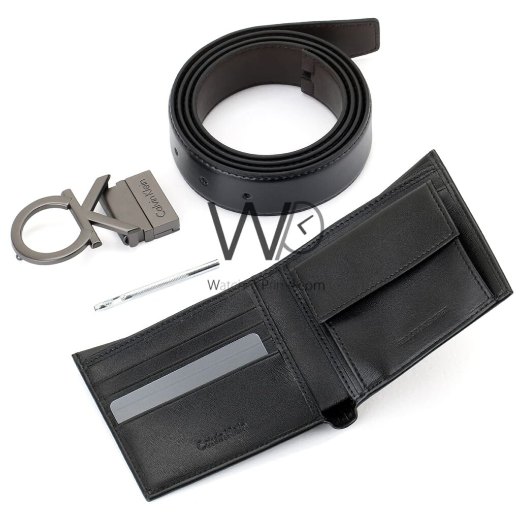 Calvin Klein Wallet Belt Set Men Black CK | Watches Prime
