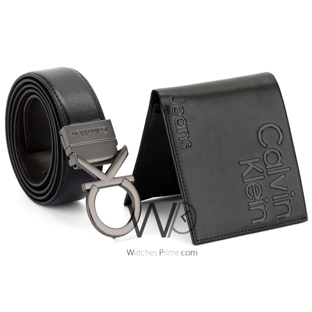 Calvin Klein Wallet Belt Set Men Black CK | Watches Prime