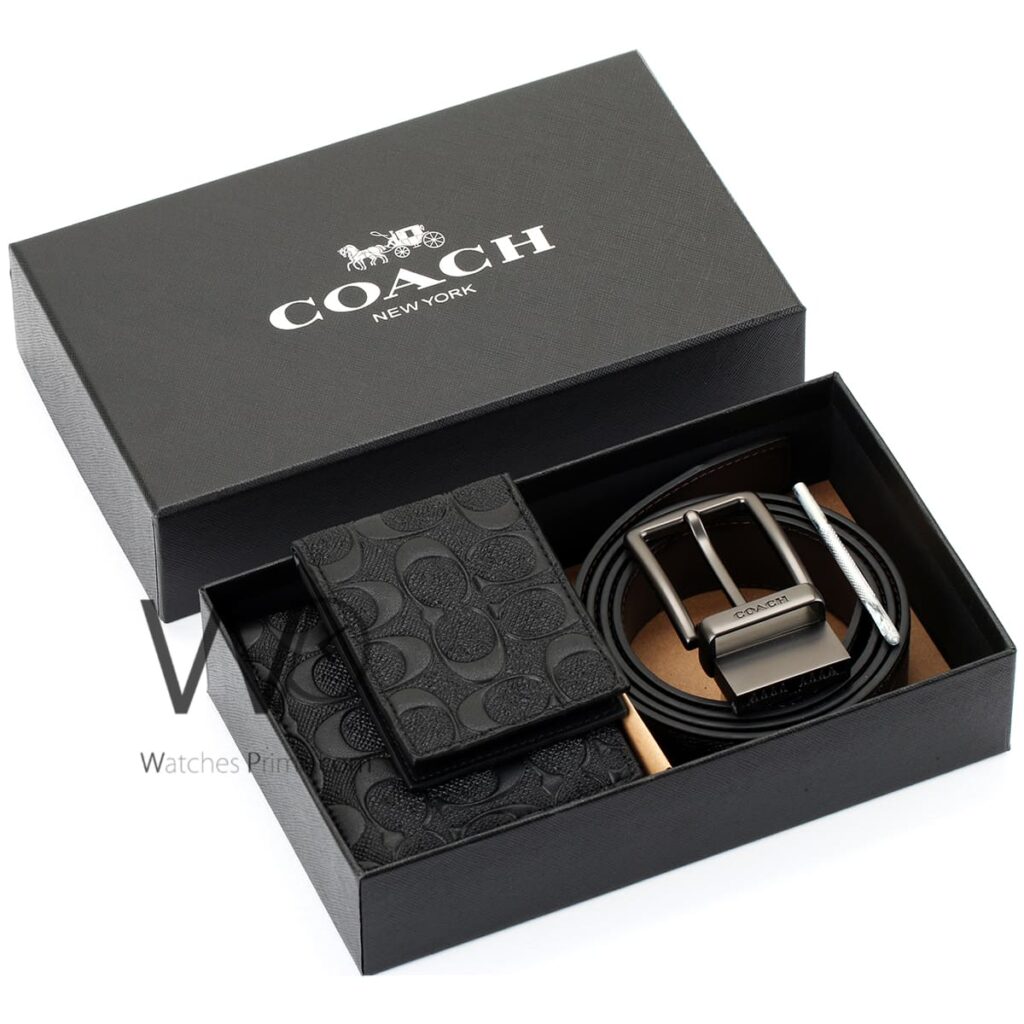 Coach Leather Patterned Wallet Belt Card Set | Watches Prime
