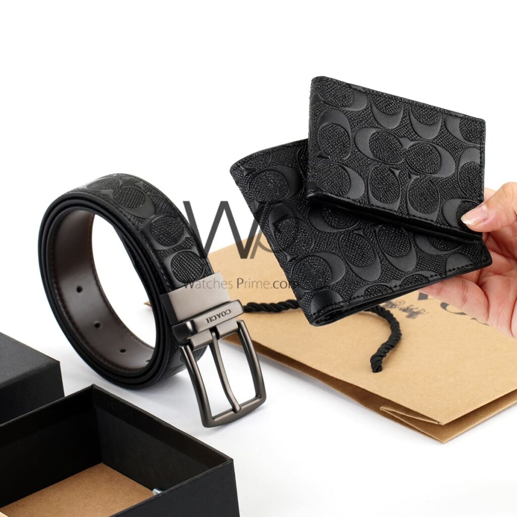 Coach Leather Patterned Wallet Belt Card Set | Watches Prime