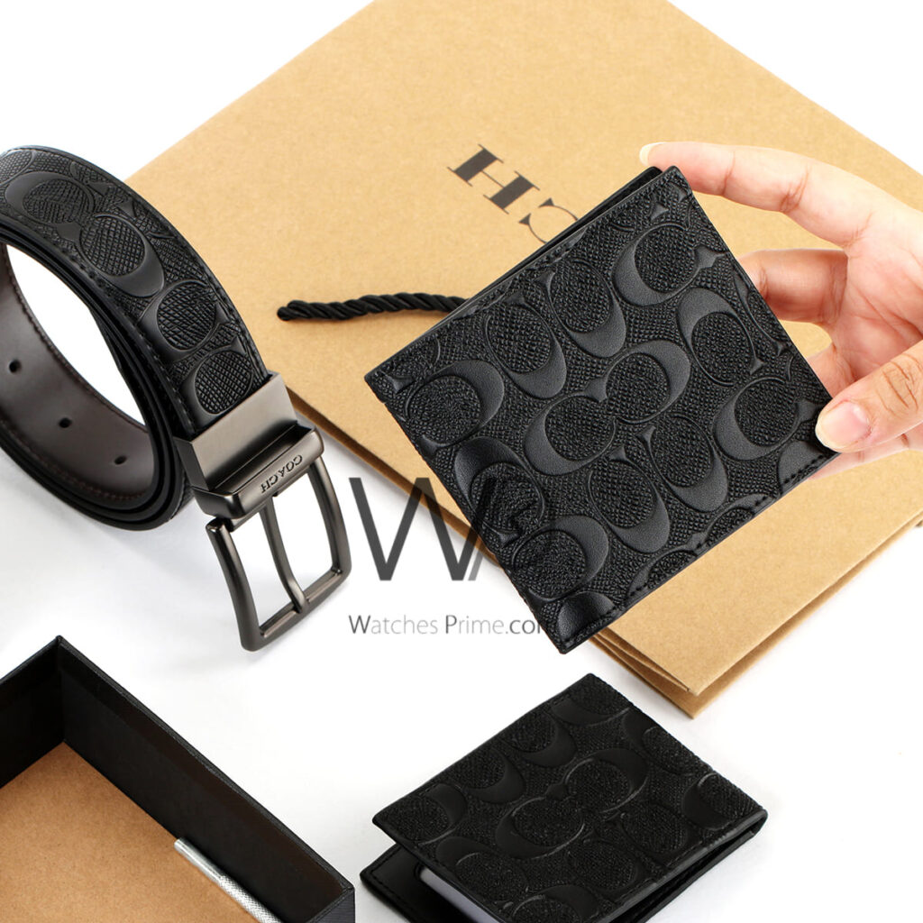 Coach Leather Patterned Wallet Belt Card Set | Watches Prime