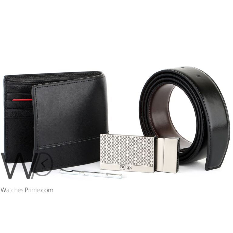 Hugo Boss Wallet Belt Black Set Original Men | Watches Prime