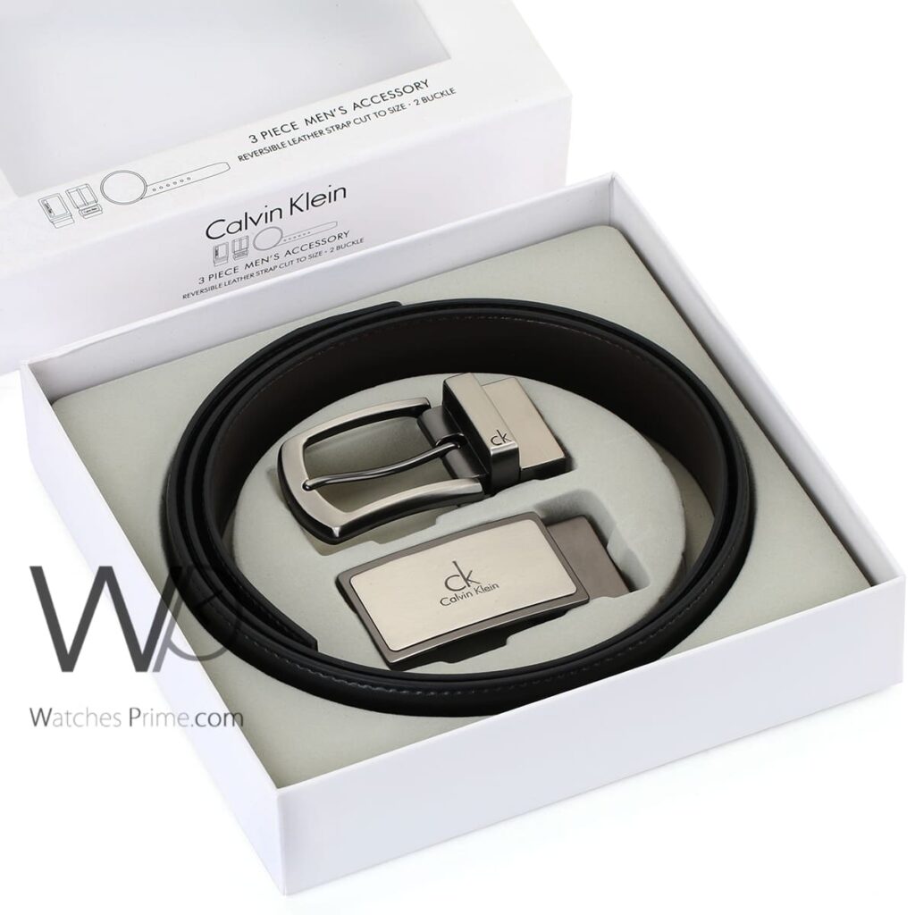 Calvin Klein Belts Set Black Brown 2 buckles | Watches Prime