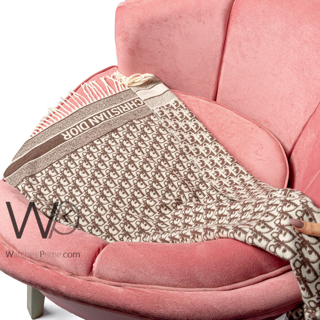 Christian Dior Brown Cashmere Scarf Women | Watches Prime