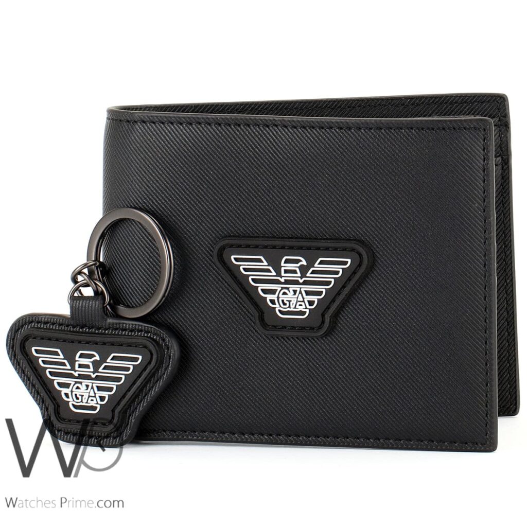 Emporio Armani Wallet Keychain Black Set Men | Watches Prime