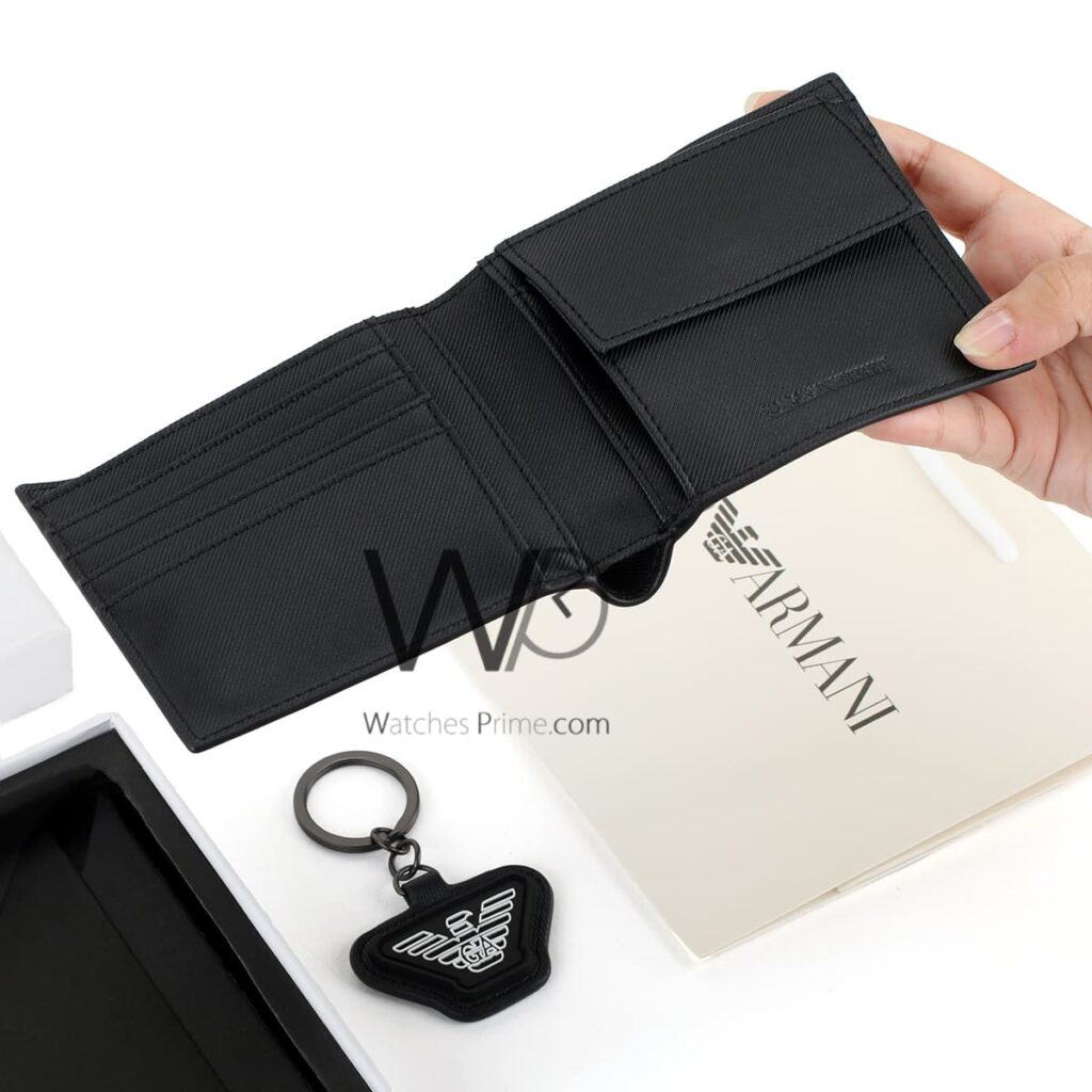 Emporio Armani Wallet Keychain Black Set Men | Watches Prime