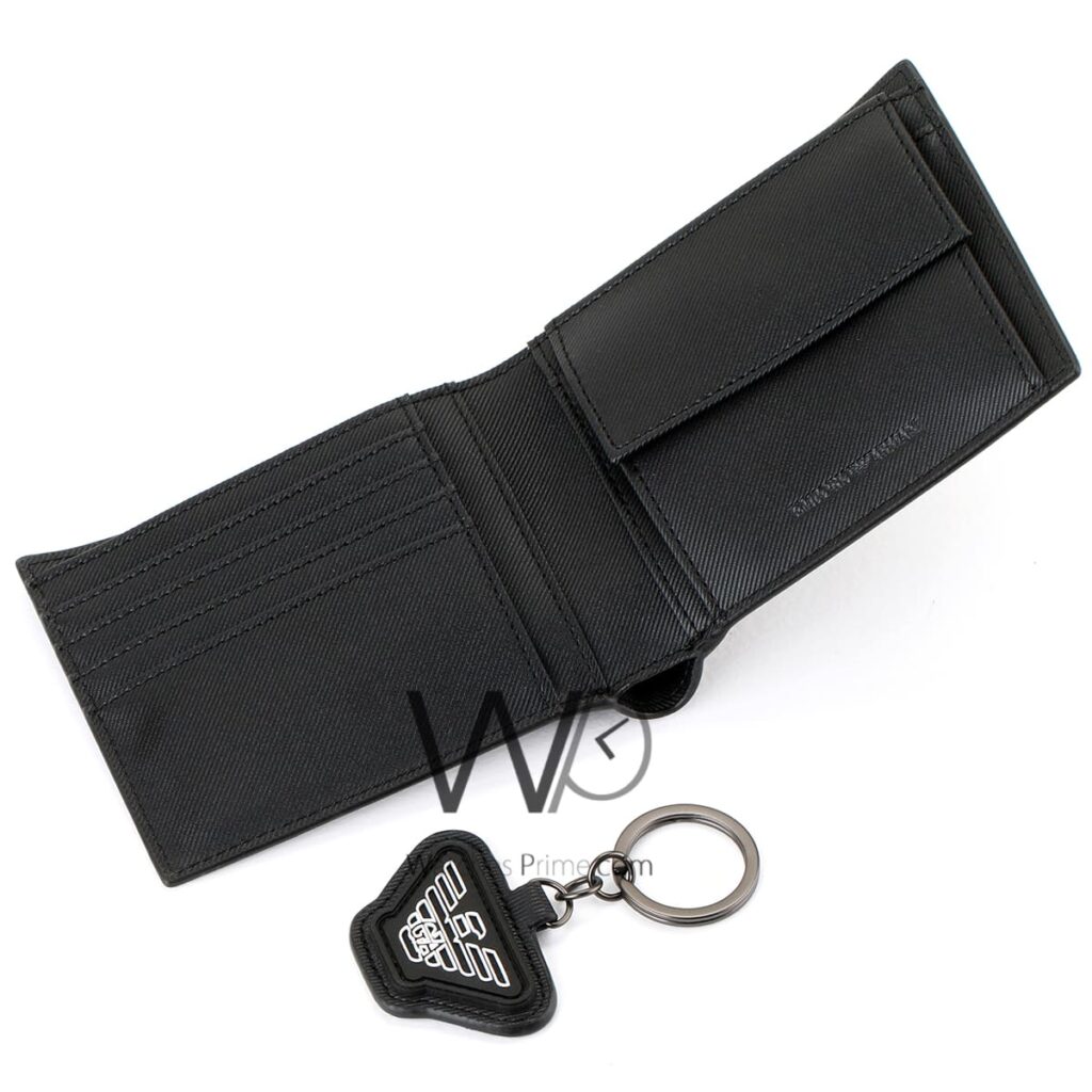 Emporio Armani Wallet Keychain Black Set Men | Watches Prime