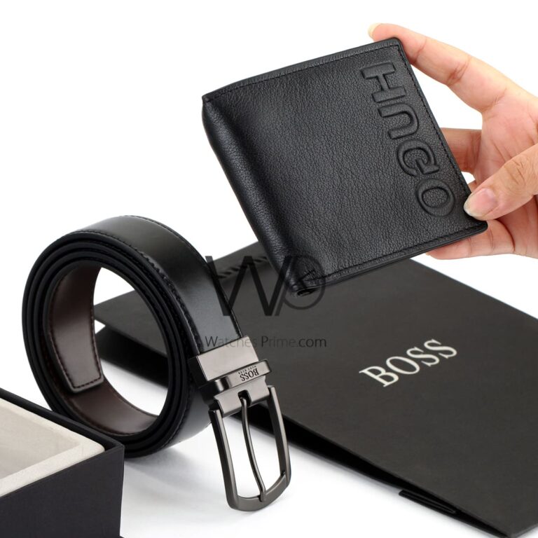 Hugo Boss Wallet and Belt Black Set Original | Watches Prime
