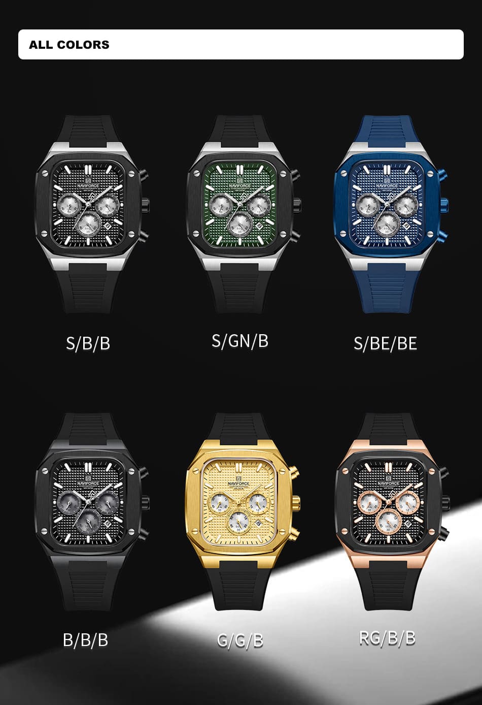 Naviforce Men's Watch NF8037 G G B | Watches Prime